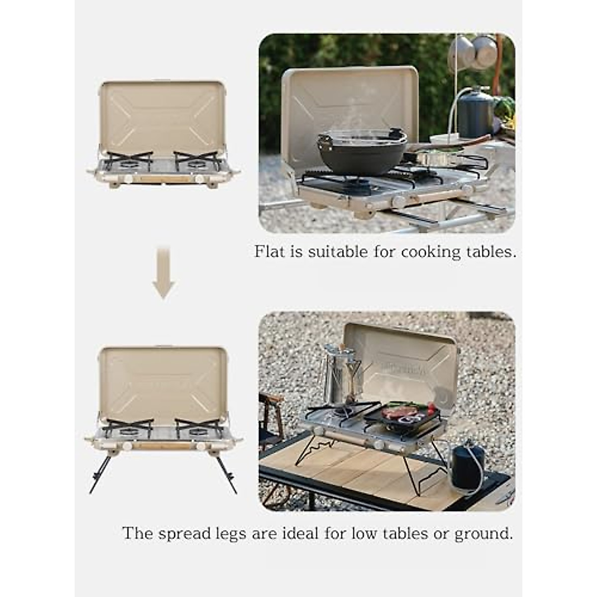 Naturehike 2-Burner Camping Stove, Portable Camping Grill/Stove with Adjustable Burners, Wind Guards, and 17061 Total BTUs of Power, Perfect for Camping & Hiking