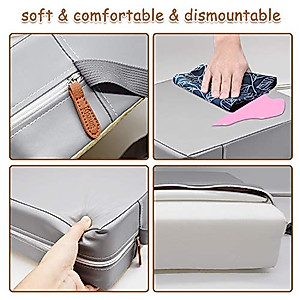 Toddler Booster Seat for Dining Table, PU Washable Double Safe Straps Non-Slip Bottom Booster Seat Dining Toddler, Portable Travel Increasing Cushion (Grey)