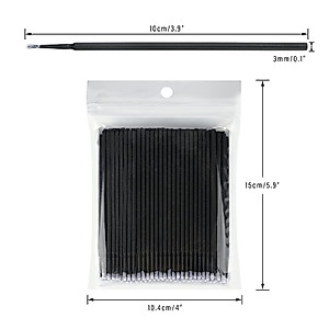GCQQ 200PCS Micro Applicators, Black Micro Swabs for Eyelash Extensions, 2mm Microswab Applicators, Disposable Micro Cotton Swabs for Lash Extensions, Nails, and Makeup Clean (Black)