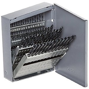 Chicago Latrobe 69885 159 Series High-Speed Steel Short Length Drill Bit Set In Metal Case, Black Oxide Finish, 135 Degree Split Point, Wire Size, 60-piece, #60 - #1