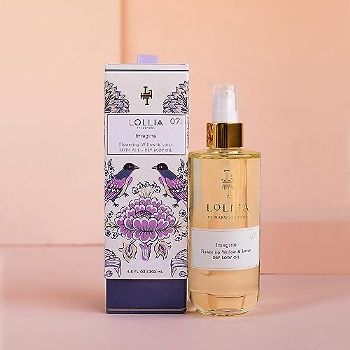 LOLLIA Imagine Dry Body Oil, 6.8 Fl. Oz. – Flowering Willow & Lotus – Women’s Body Oil, Scented Body Oil, Moisturizing Body Oil, Dry Body Oil for Women, For All Skin Types