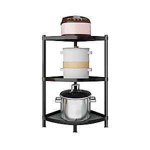 ZIGAMA 3-Tier Kitchen Pot Rack, Multi-layer Corner Shelf Stand Metal Shelves for Kitchen