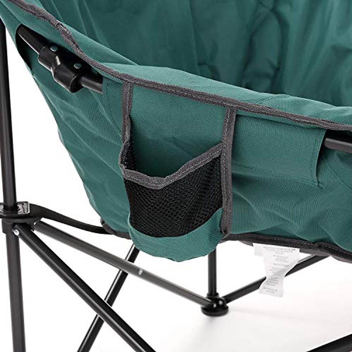 ARROWHEAD OUTDOOR Oversized Heavy-Duty Club Folding Camping Chair w/External Pocket, Cup Holder, Portable, Padded, Moon, Round, Saucer, Supports 330lbs, Carrying Bag, USA-Based Support