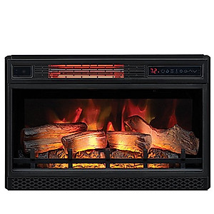 ClassicFlame 26" 3D Infrared Quartz Electric Fireplace Insert Plug and Safer Sensor, Black