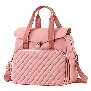 Anfeichen Insulated Lunch Bag Women For Work,Leakproof Lunch Box for Men Large Lunch Tote Bag,Embroidered Cooler Bag with Shoulder Strap (Pink)