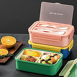 TGGDGG Bento Boxes for Adults - 1400 ML Bento Lunch Box for Kids Children with Spoon & Fork, Lunch Containers Durable with Compartments Sauce Container for On-the-Go Meal, Food-Safe Materials (Pink)