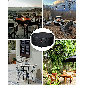 SheeChung Fire Pit Cover Round 60"Dx24"H,Waterproof Heavy Duty 600D Polyester Fire Pit Cover,Large Shelter for Outdoor Patio Fireplace Table Chair,Patio Furniture Covers
