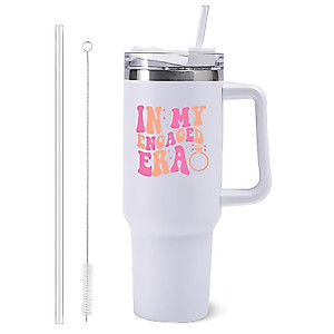 In My Engaged Era Tumbler - 40 oz Insulated Cup with Handle & Straw - Bride to Be Gifts, Engagement Gifts for Women, Newly Engaged Gifts, Funny Fiance Coffee Mug, Wedding Bridal Shower Present