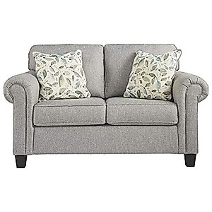 Signature Design by Ashley Alandari Traditional Loveseat with 2 Accent Pillows, Gray