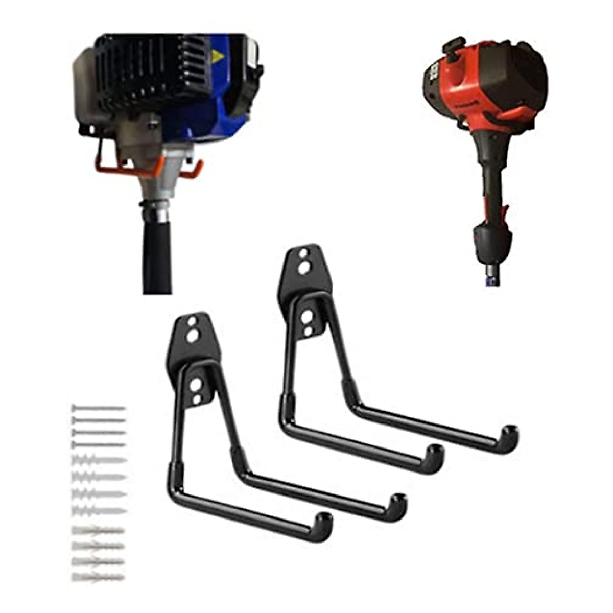 zoele Wall Mount Chainsaw Hanger, Chainsaw Holder Rack, Chainsaw Wall Hook, Garden Power Tool Hanger Garage Tool Storage Organizer Utility Hooks (2 Pcs L)