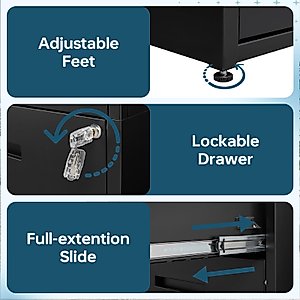 MIIIKO Office File Cabinet with 2 Drawers and Shelf, Metal Vertical Filing Cabinet with Lock, Lateral Two Drawers for Storage Letter/Legal Size File Folders, Top Shelf for Printer Stand