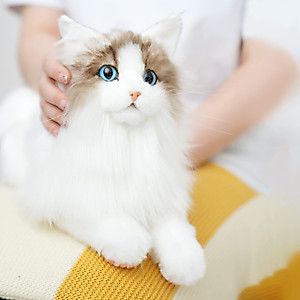 Chongker Stuffed Animals Handmade Cat Plush, Realistic Companion Pet, Lifelike White Cat