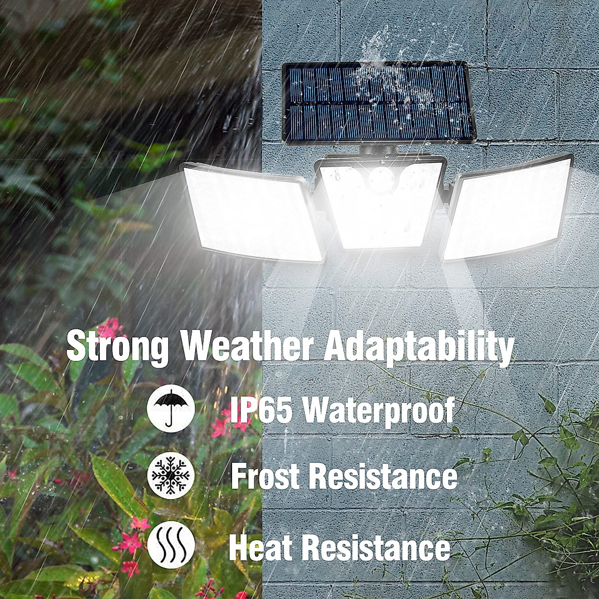 Bebrant Solar Lights Outdoor, 265 LED Solar Motion Sensor Security Lights IP65 Waterproof Solar Flood Lights 360° Adjustable Double-Head Spotlights for Front Door Garden Yard (2 Pack)