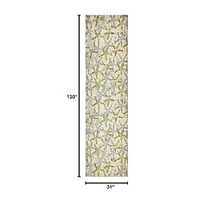 Unique Loom Positano Collection Coastal Modern Light Colors Starfish Beige Runner Rug (3' x 10')