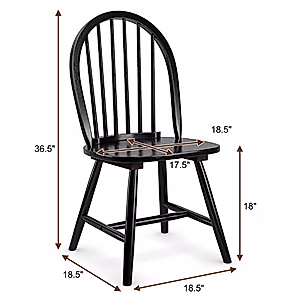 Giantex Set of 4 Windsor Chairs, Wood Dining Chairs, French Country Armless Spindle Back Dining Chairs, Farmhouse Kitchen Dining Room Chairs, Black