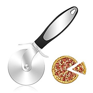 KUFUNG Pizza Cutter Wheel, Super Sharp Pizza Slicer with Non Slip Handle for Pizza, Pies, Waffles and Dough Cookies, Easy to Use and Clean (Silver, 8.3 inch)