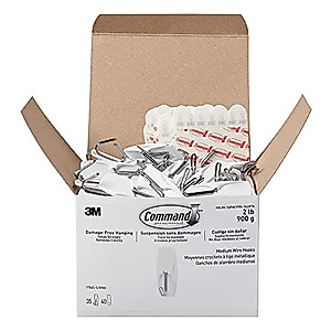 Command 17065S35na General Purpose Hooks, Metal, White, 2 Lb Cap, 35 Hooks and 40 Strips/Pack