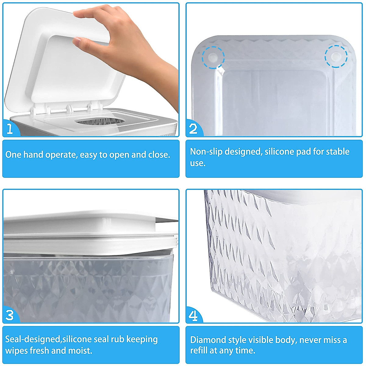 AWGOU Wet Baby Wipes Dispenser - Large Capacity Wipe Holder Seal-Designed Dust-Proof Wet Wipes Container Keep Diaper Wipes Fresh