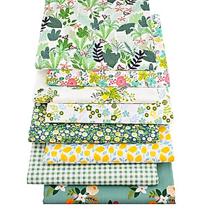 Qimicody Fat Quarters Fabric Bundles, 8 Pcs 100% Cotton 20” x 20” (50cmx50cm) Precut Quilting Fabric Squares Sheets for DIY Patchwork Sewing Quilting Crafting, No Repeat Design (Floral Pattern A)