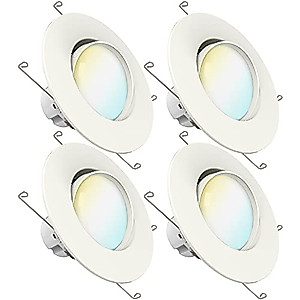 Sunco 4 Pack LED Can Lights Eyeball Retrofit Gimbal 5/6 Inch Recessed Lights 12W=60W, 5 Colors 2700K/3000K/3500K/4000K/5000K, 800 LM, Directional Angled Trim Adjustable Ceiling Downlight UL