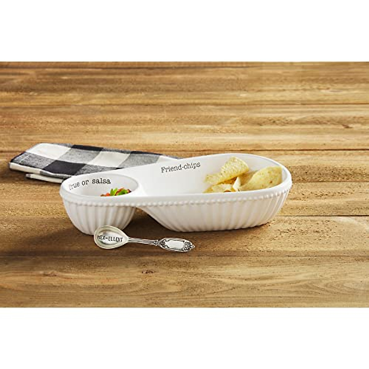 Mud Pie Circa Chip and Dip Set, White, 6.75" x 12