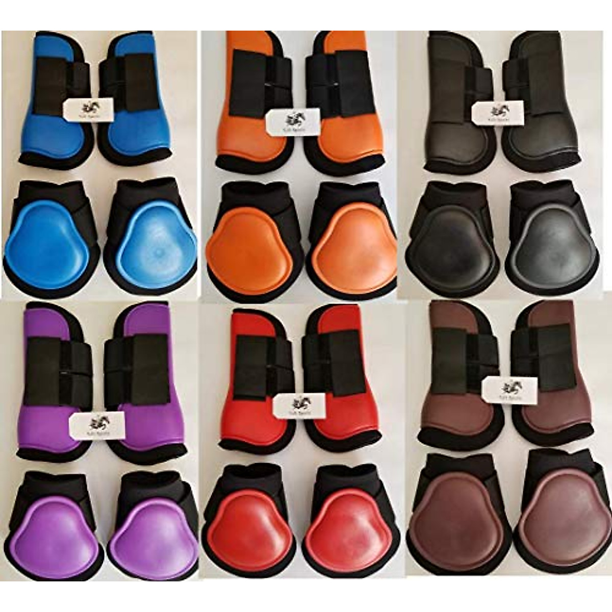 Horse Tendon & Fetlock Boots Jumping Leg Protection Boots Light Weight Support Open Front Brushing Medicine (Maroon (Set of 4))