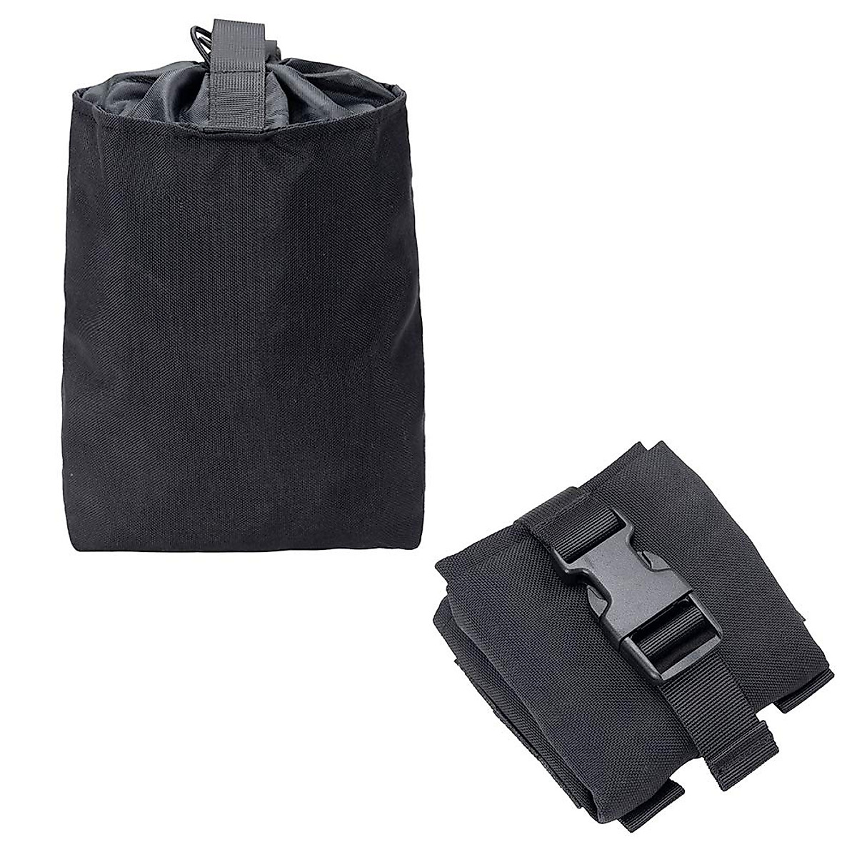 EXCELLENT ELITE SPANKER Tactical Folding Dump Pouch Utility Tool Bag Military Molle Drawstring Ammo Magazine Pouch (Black)