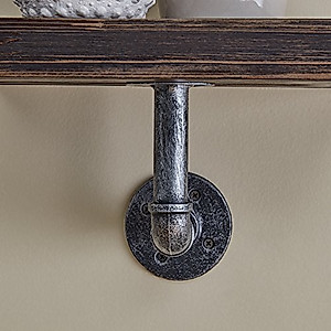 Danya B. Floating Pipe Industrial Rustic Shelves – Wall Mount – - Ebony - (Set of 2)