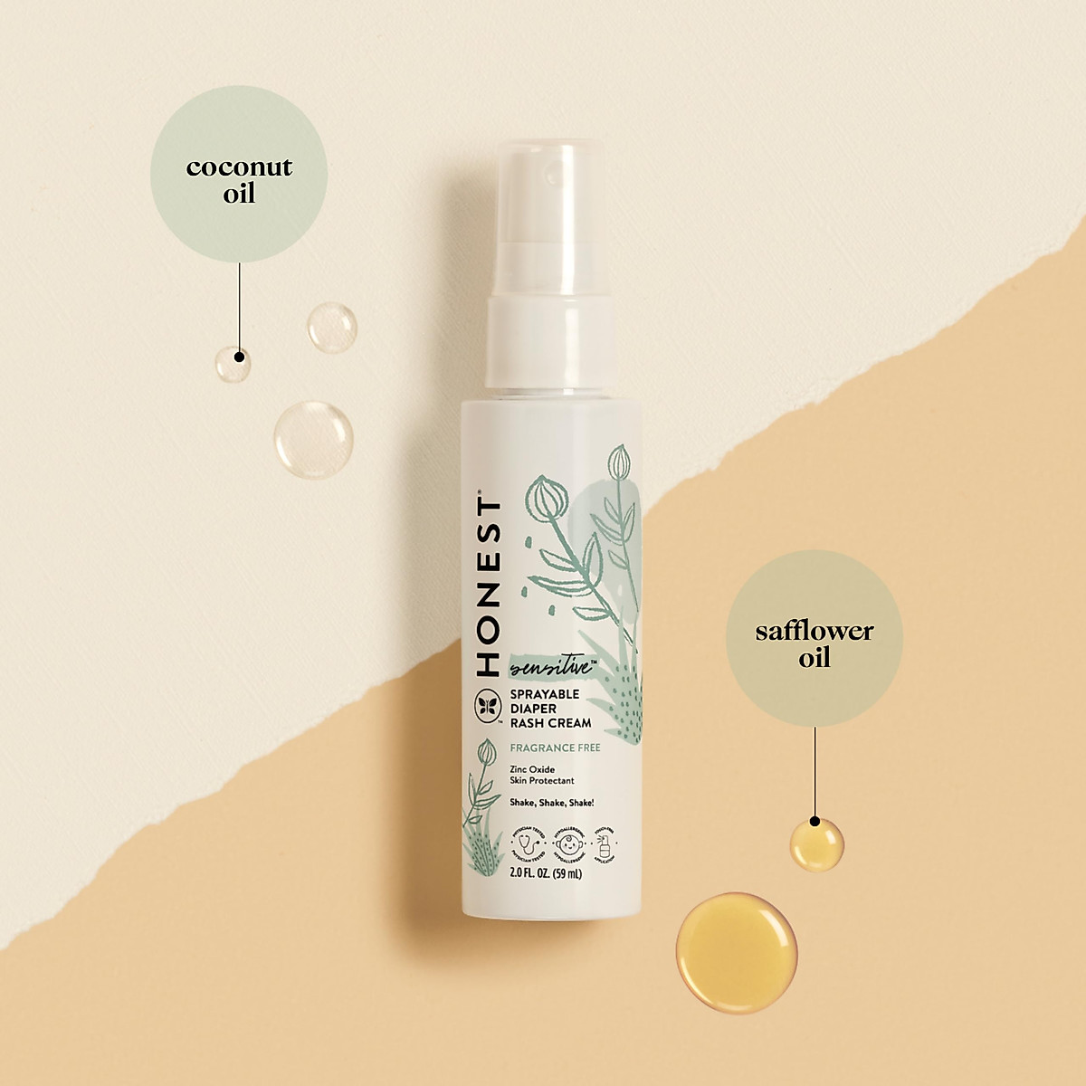 The Honest Company Diaper Rash Cream Spray + Soothing Baby Bottom Wash Bundle | Naturally Derived, Non-Irritating, Cruelty Free | 2 fl oz, 5 fl oz