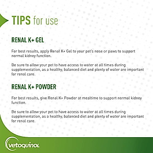 Vetoquinol Renal K+ (Potassium Gluconate) Potassium Supplement Gel for Dogs and Cats, 5oz