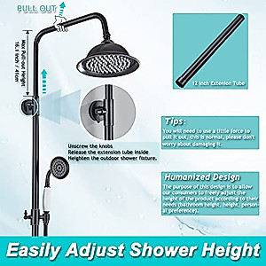 Gmusre Oil Rubbed Bronze Bathroom Shower Faucet Set Outdoor Shower Fixture 8 Inch Rainfall Shower Head Handheld Spray Tub Spout Wall Mounted Mixer Shower System with 12 Inch Extension Tube