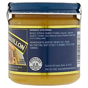 Better Than Bouillon Reduced Sodium Roasted Chicken Base, Made with Seasoned Roasted Chicken & Less Sodium, 38 Servings Per Jar 8 Ounce (Pack of 2)