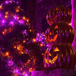 Dazzle Bright 8.5 FT 150 Count Mini Icicle Lights, Halloween Decorations for Indoor Outdoor Home Garden Holiday Party (Purple & Orange)