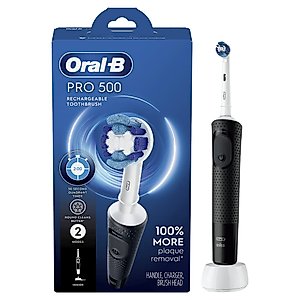 Oral-B Pro 500 Electric Toothbrush with (1) Brush Head, Rechargeable, Black