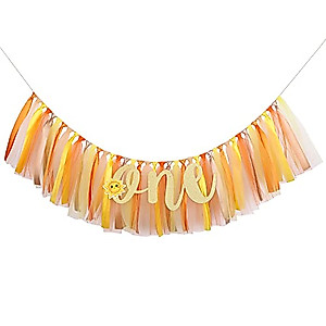 First Trip Around the Sun Birthday Decorations - 1st First Birthday Banner Highchair, High Chair Fabric Garland Party Supplies, Red Orange Yellow Green Blue Cyan Purple, Photo Props, Handmade