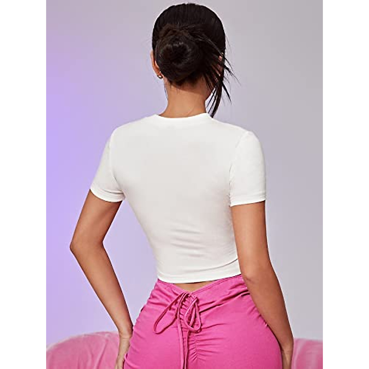 SOLY HUX Women's Y2K Graphic Crop Top Short Sleeve Sexy Cute T-Shirts Tee Crop Top White XS