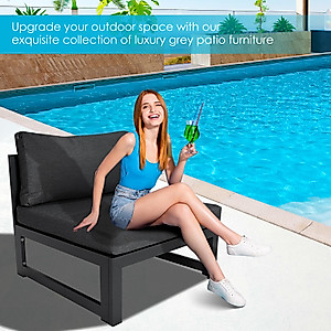 RADIATA Aluminum White Sofa 2 Pieces Armless Chairs Outdoor Patio Furniture (Grey)