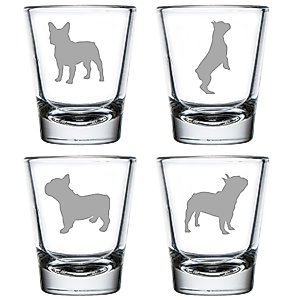 MIP Set of 4 Shot Glasses 1.75oz Shot Glass Frenchie French Bulldog Collection Gift