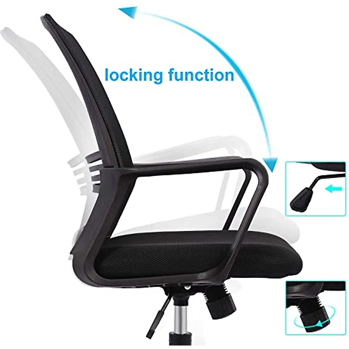 Office Chair, Desk Chair Home Office Chair Mesh Computer Chair Ergonomic Office Chair with Lumbar Support Armrests, Mid Back Task Chair Adjustable Swivel Rolling Chair for Home Office, Living Room