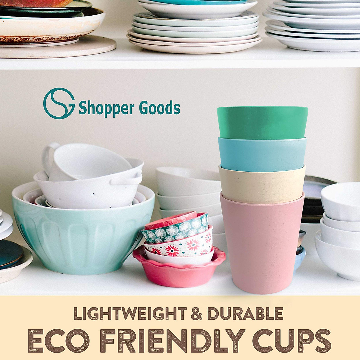 Shopper Goods Bamboo Cups Kids Toddler Multi-Color (4 Pack / 10 Oz)