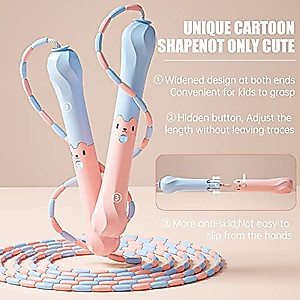 JGM Jump Rope for Kids - Adjustable Tangle-Free Rope Skipping Rope with Soft Beaded Segment for Fitness Workout Exercise 9.2 Ft