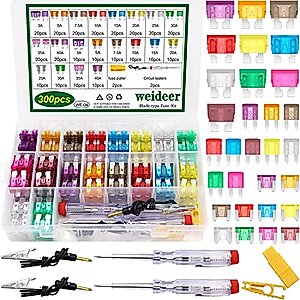 weideer 300pcs Car Fuses Assortment Kit - Blade-Type Automotive Fuses - Standard & Mini & Low Profile Mini (3A 5A 7.5A 10A 15A 20A 25A 30A 35A 40A) with Fuse Puller and Circuit Tester
