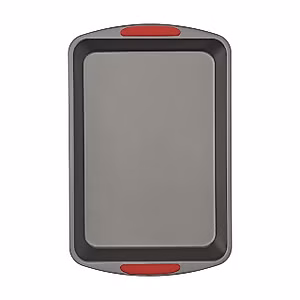 Goodcook Mega Grip 13" x 9" Nonstick Steel Cake Baking Pan with Silicone Grip Handles, Gray