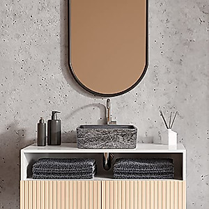 KGAR Ceramic Vessel Sink Rectangle Bathroom Sink Above Counter 16'' x 12'' Porcelain Sink Bowl, Slate Gray