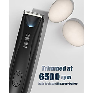 Body Hair Trimmer for Men, Pubic Hair Trimmer Electric with LED Light, Rechargeable Body Groomer Ball Trimmer for Men,Groin Hair Trimmer with 3 Replaceable Blade Heads, Waterproof Wet/Dry Body Shavers