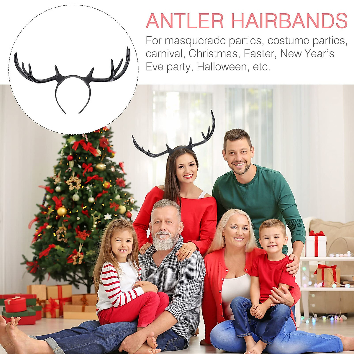 Lurrose Antler Headband Gothic Deer Horn Headband Cosplay Costume Hair Hoop for Halloween Christmas Cosplay Party