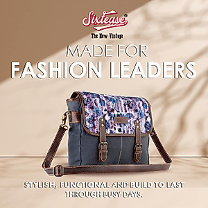 SIXTEASE Womens Shoulder Bag Vintage Style Shoulder Bags for Women - Made with Genuine Leather, Upcycled Canvas, or Hair On - Handmade, Adjustable Strap, Brass and Zinc Hardware - Helio