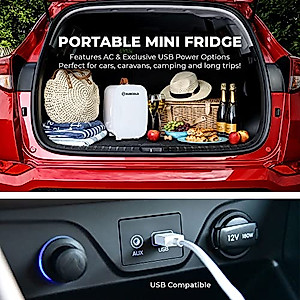 Subcold Pro6 Luxury Mini Fridge Cooler 6 Litre / 8 Cans AC & Exclusive USB Power Option Small Portable Fridge For The Office, Bedroom, Car, Skincare & Cosmetics White