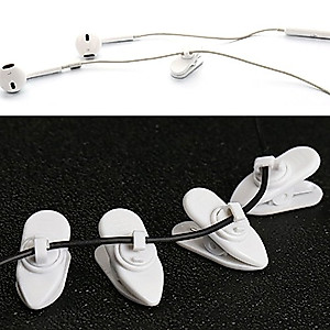 Clips for Earphone Wire,360 Degree Rotate Headphone Mount Cable Clothing Clip, Use for Fixing Headphone Wire,Black & White (20Pcs/Pack)