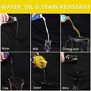 2 Pack Waitress Apron - Server Aprons with 3 Pockets - Water & Oil Resistant Waist Apron with Pockets - Black Aprons For Servers - Half Aprons For Women With Pockets - 12 Inch